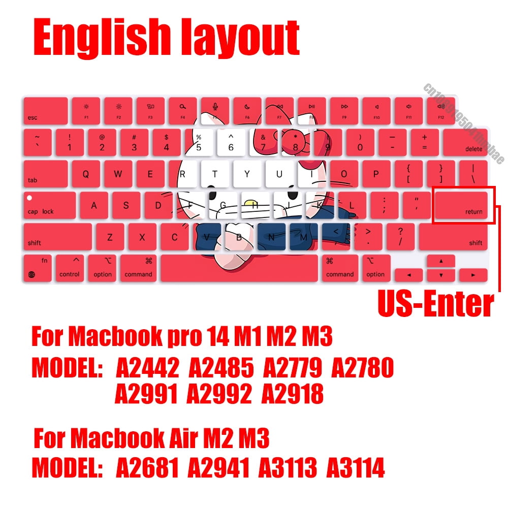 Cartoon cat Hellos Kittys US Layout Soft Silicone Keyboard Cover for ...