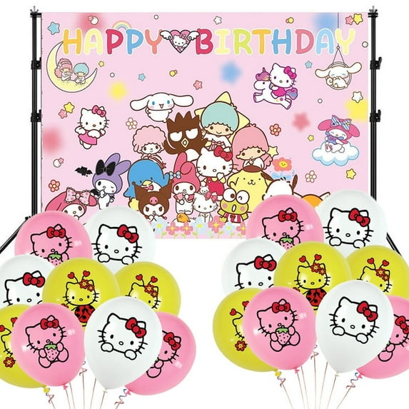 Cartoon cat-themed birthday party decorations – 5x3-foot backdrop ...