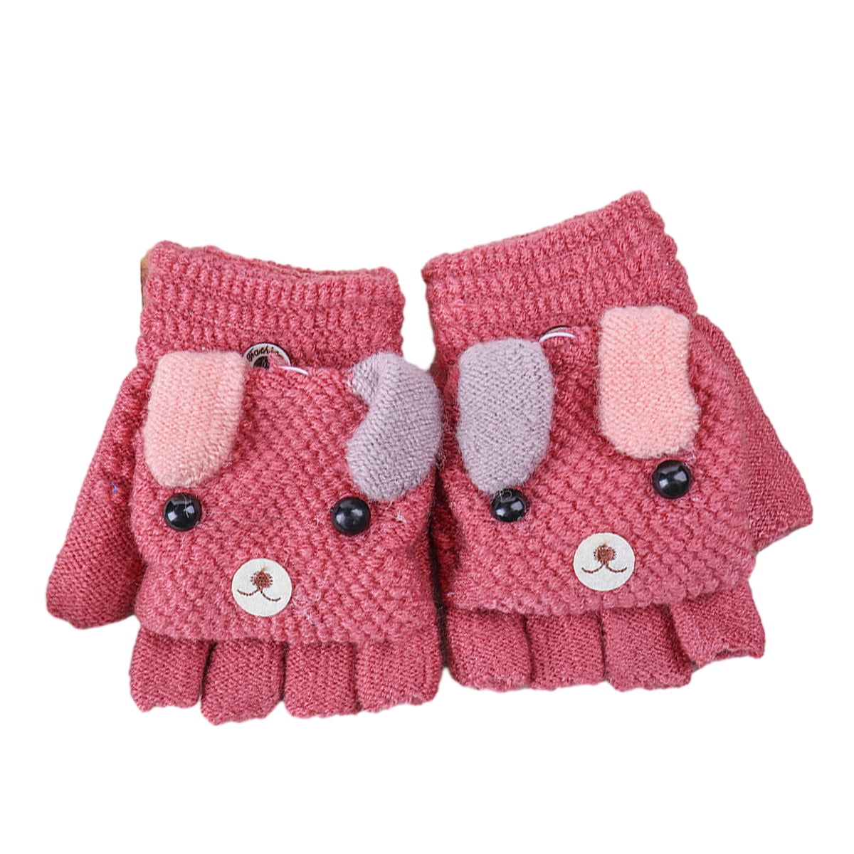 Cartoon convertible flip top gloves for toddlers children's winter wool ...