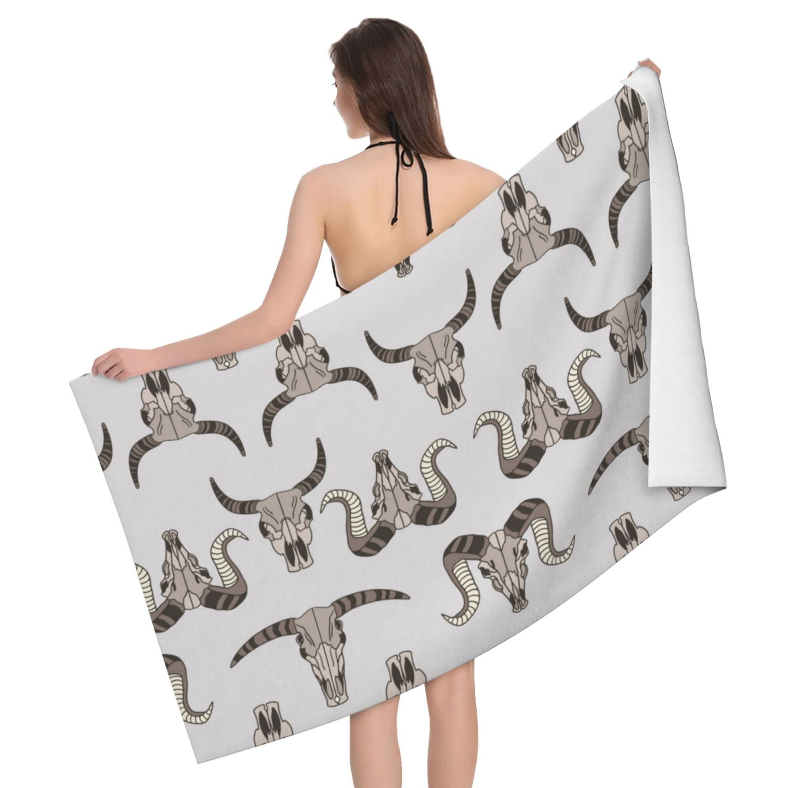 Cartoon cool goat skull_A Bath Towels, Microfiber Towel for Bathroom ...
