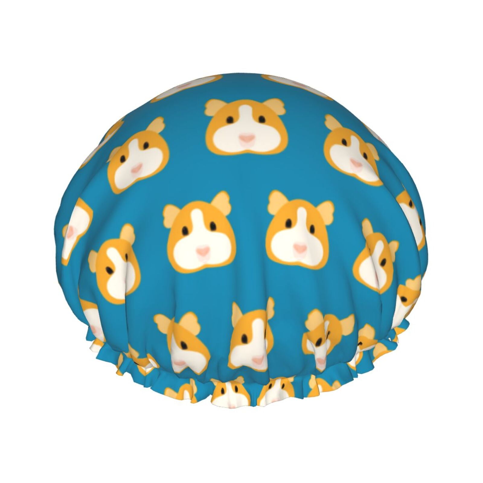 Cartoon cute hamster blue Shower Cap for Women, Double Waterproof ...