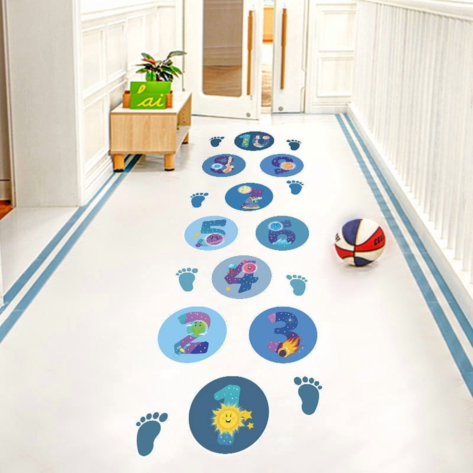 Cartoon digital floor stickers hopscotch children's room kindergarten ...