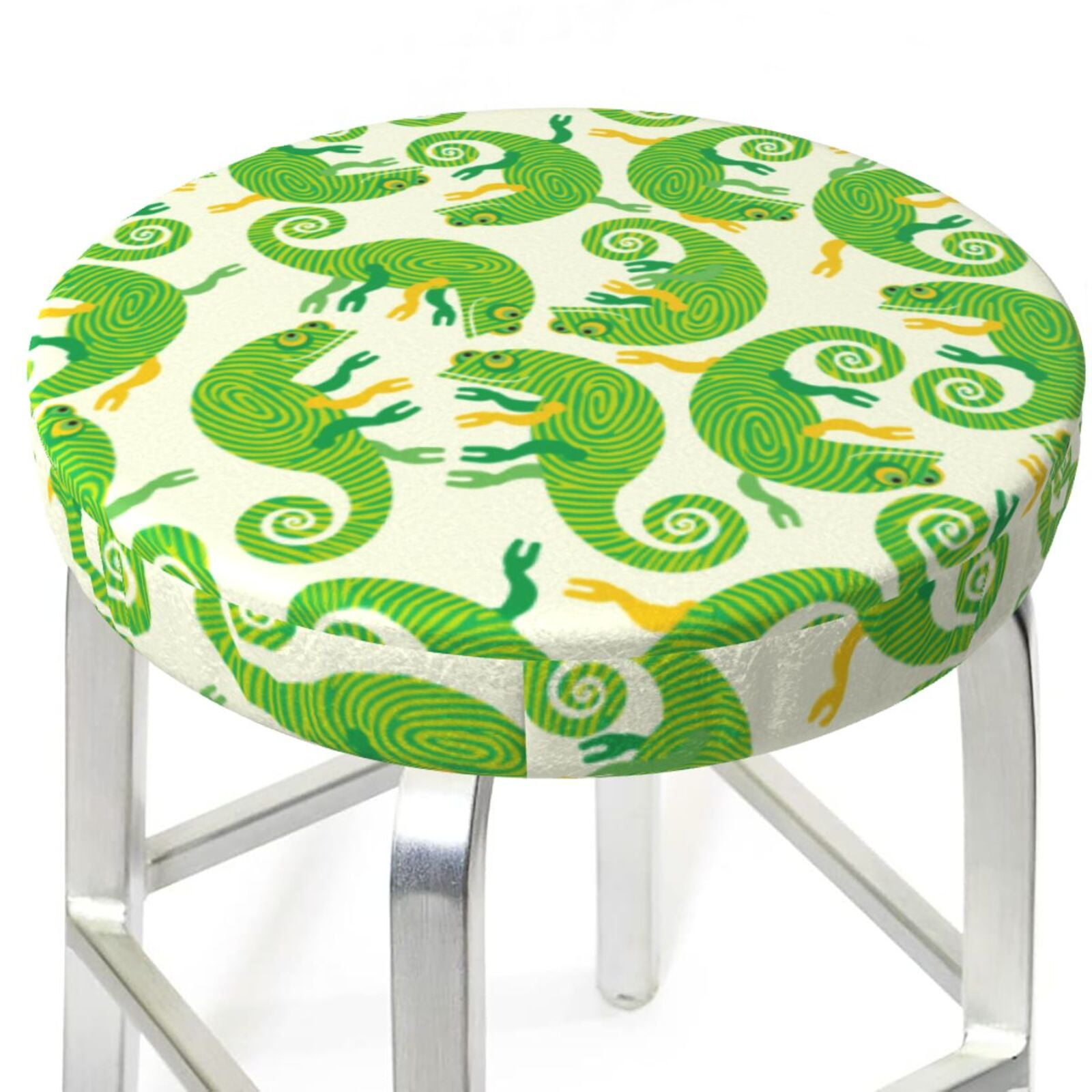Cartoon funny cute chameleon Round Bar Stool Seat Covers, Elastic Round ...