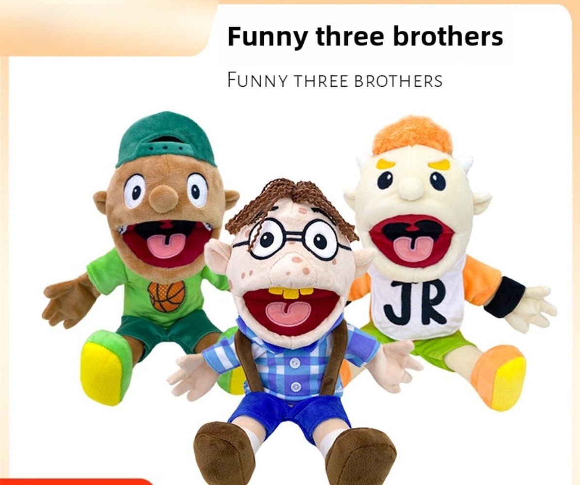 Cartoon funny mouth opening boy hand puppet parent-child interaction ...