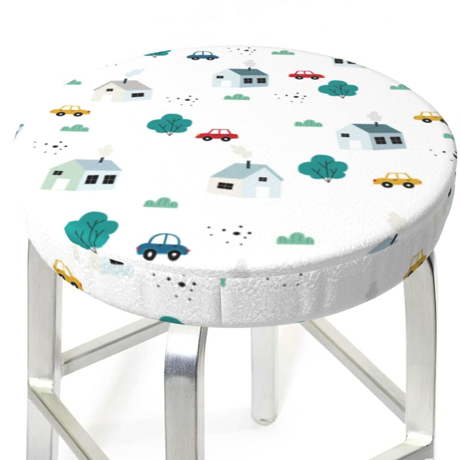 Cartoon house car Round Bar Stool Covers, Soft Velvet Bar Stool Seat ...