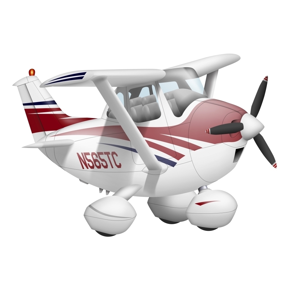 Cartoon illustration of a Cessna 182 aeroplane Poster Print - Walmart.com