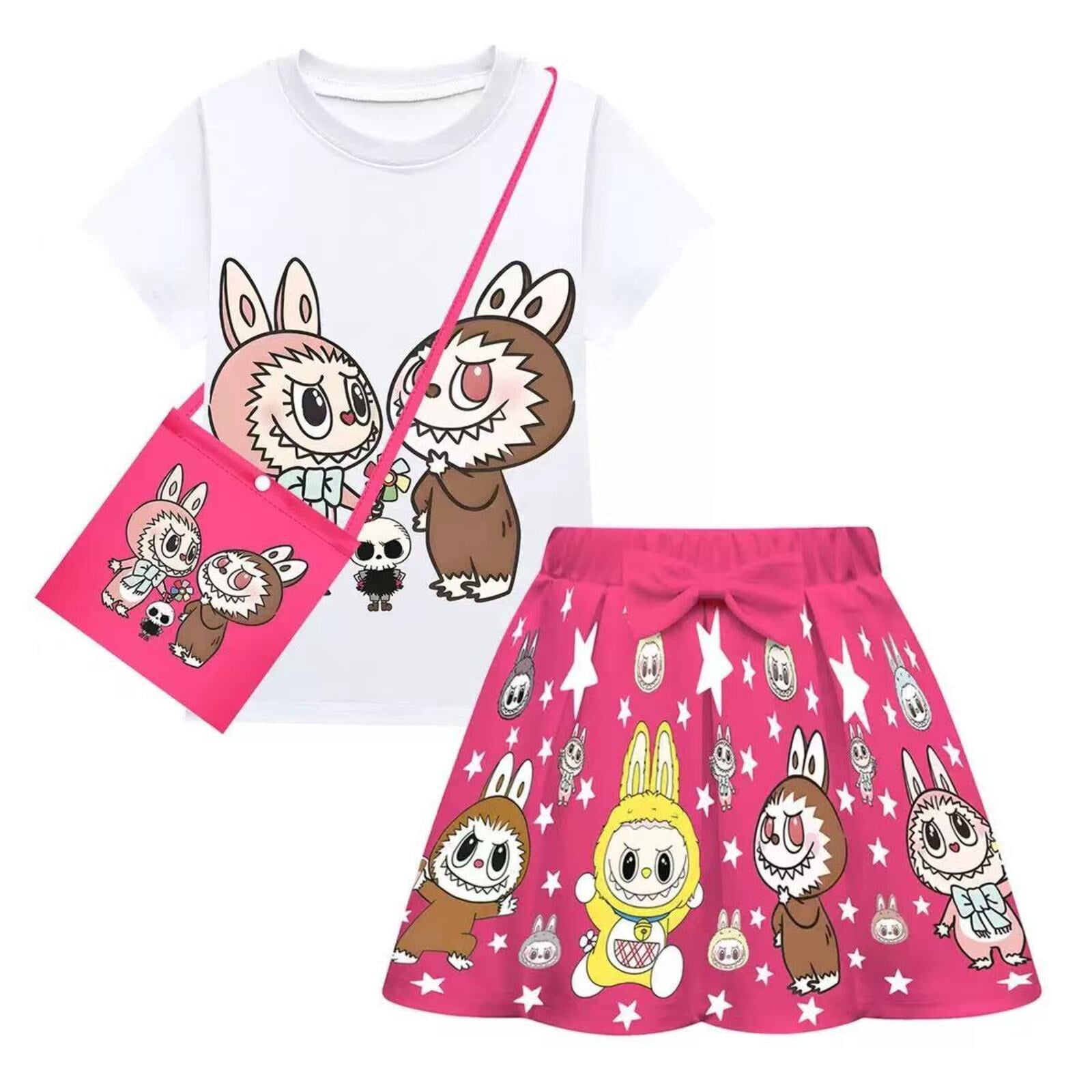Cartoon la_bu-b-us Shirt Girls Cute Skirts Short Sleeve Shirt and Skirt ...