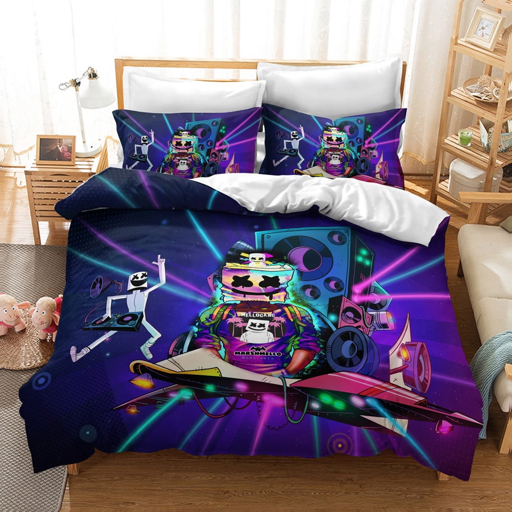 Cartoon marshmallow bedding three-piece set comfortable and soft ...
