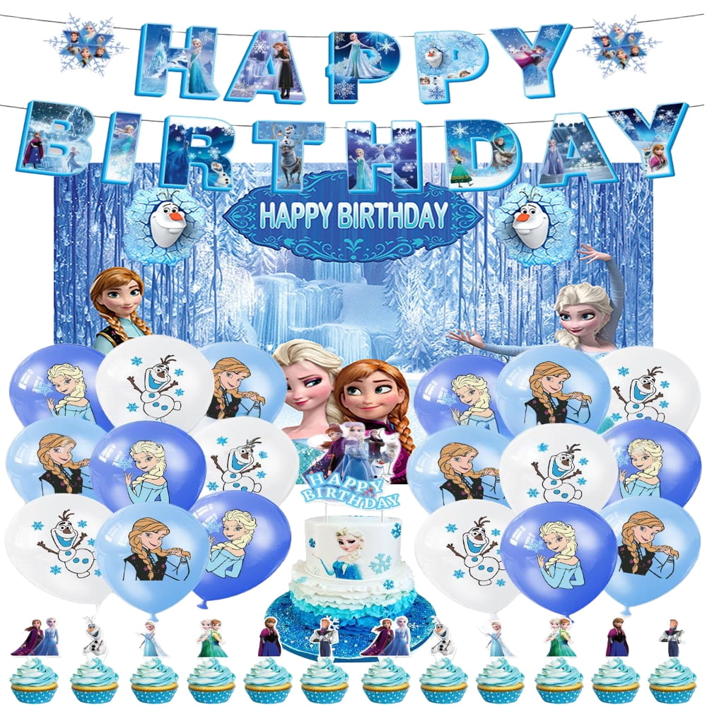 Cartoon party supplies, Elsa birthday party decorations include happy ...
