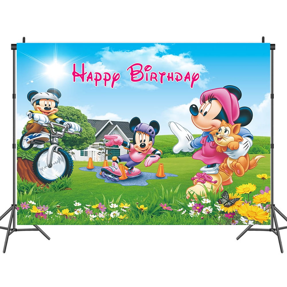 Cartoon playground mouse theme backdrop,Cartoon mice on the grassland ...