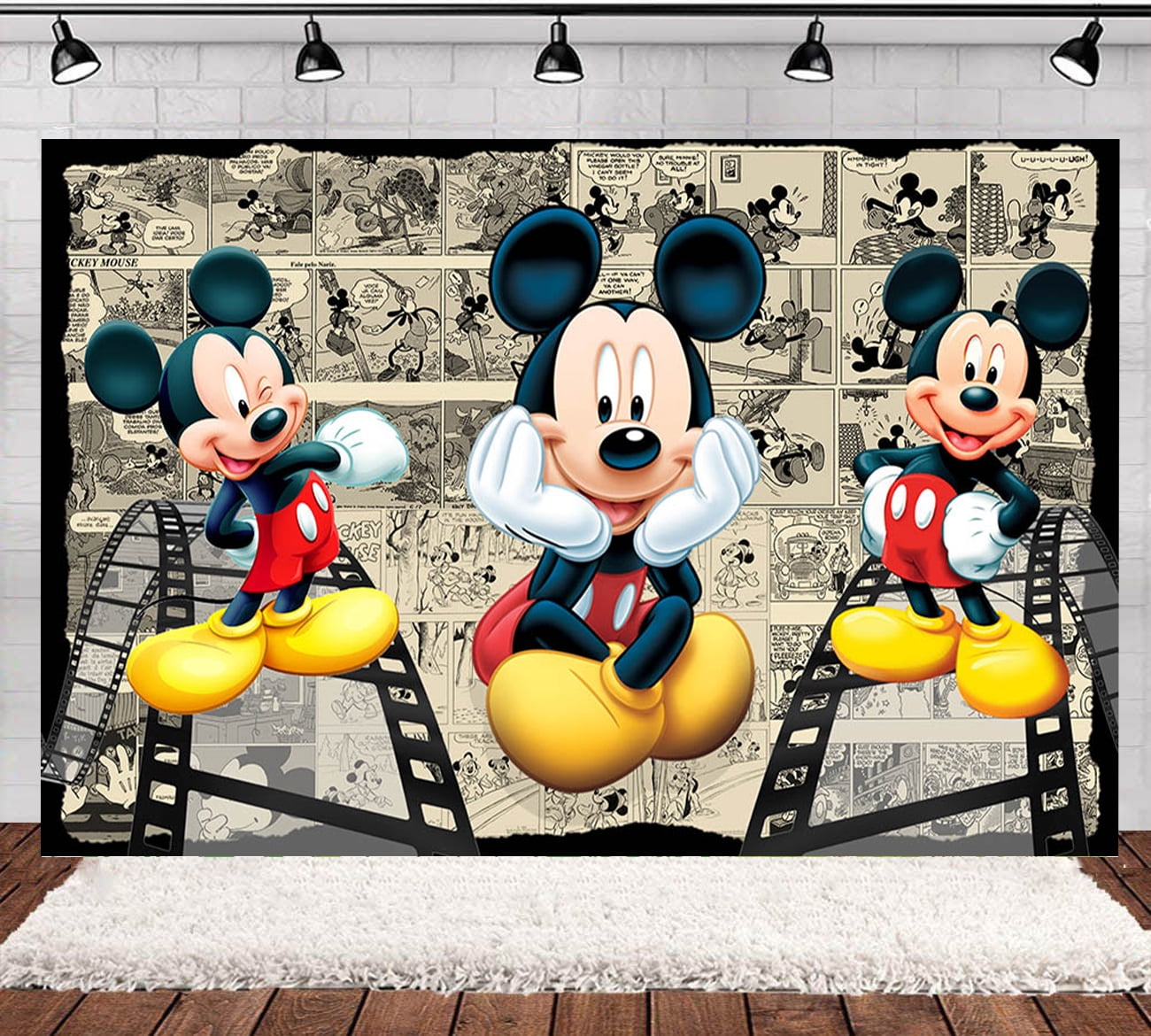 Cartoon playground mouse theme backdrop,Vintage Mickey Birthday party ...