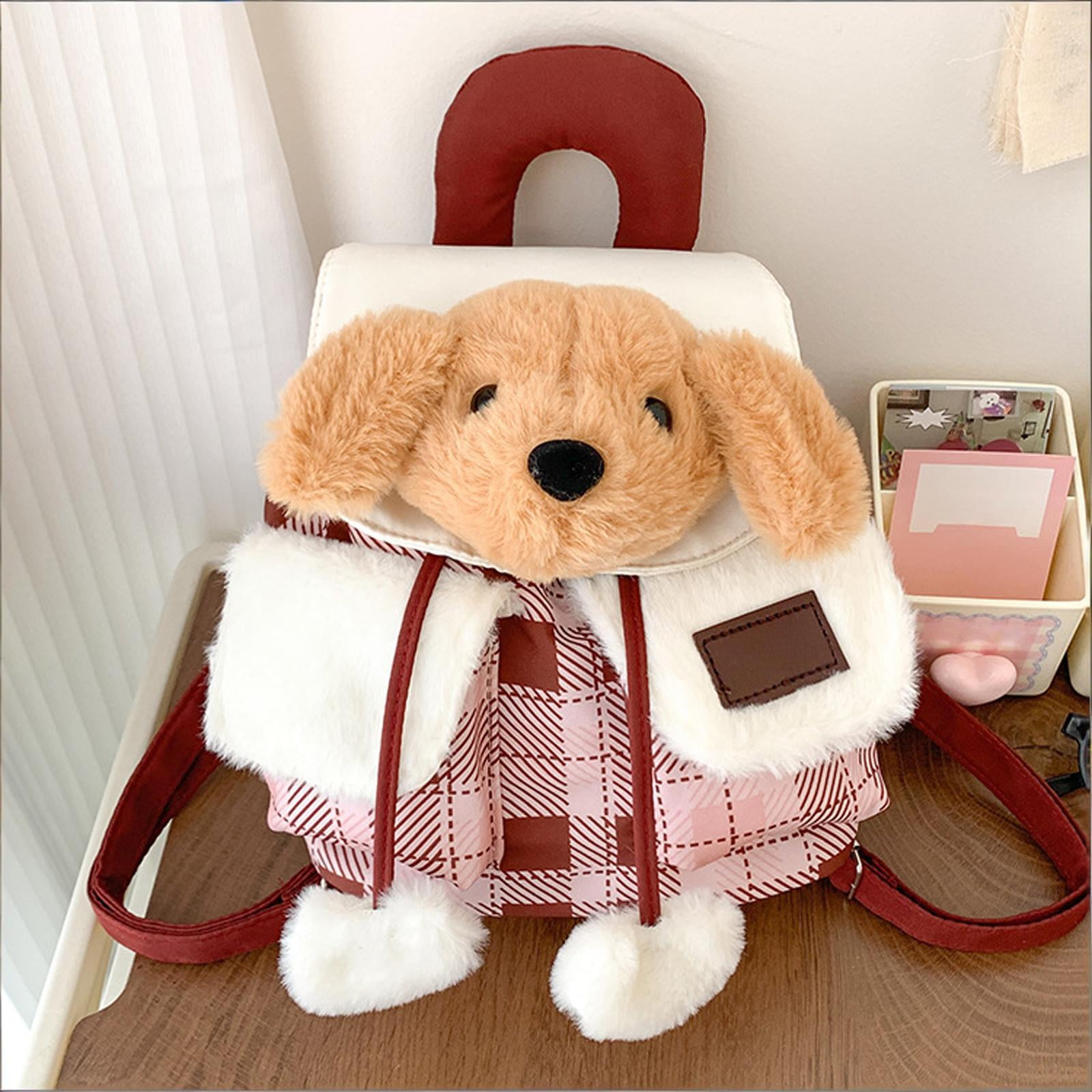 Cartoon plush double backpack, cute animal doll bag, a stylish backpack ...