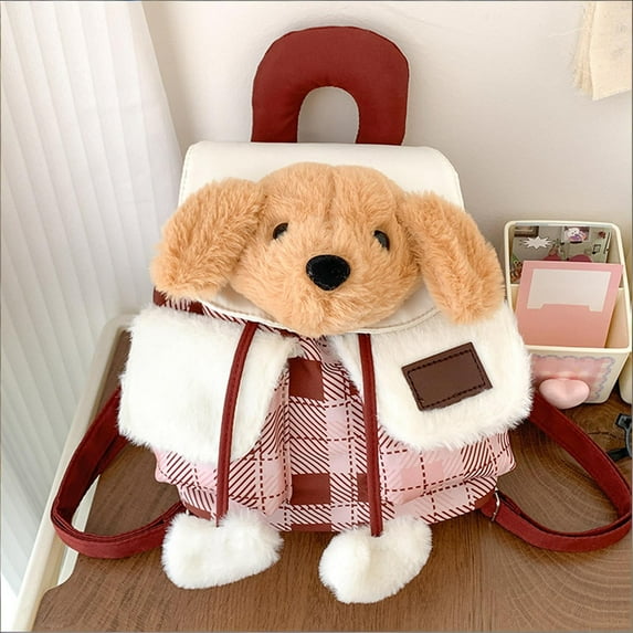 Cartoon plush double backpack, cute animal doll bag, a stylish backpack ...