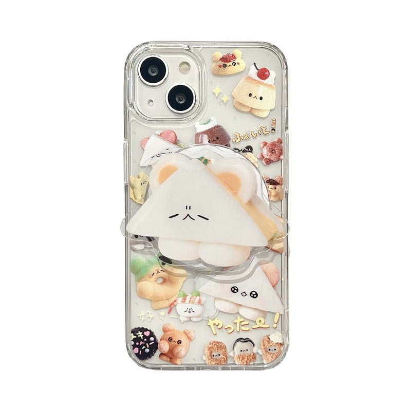 Cartoon shell ins magnetic stand holder cute food biscuit cheese phone ...