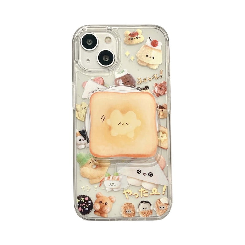 Cartoon shell ins magnetic stand holder cute food biscuit cheese phone ...
