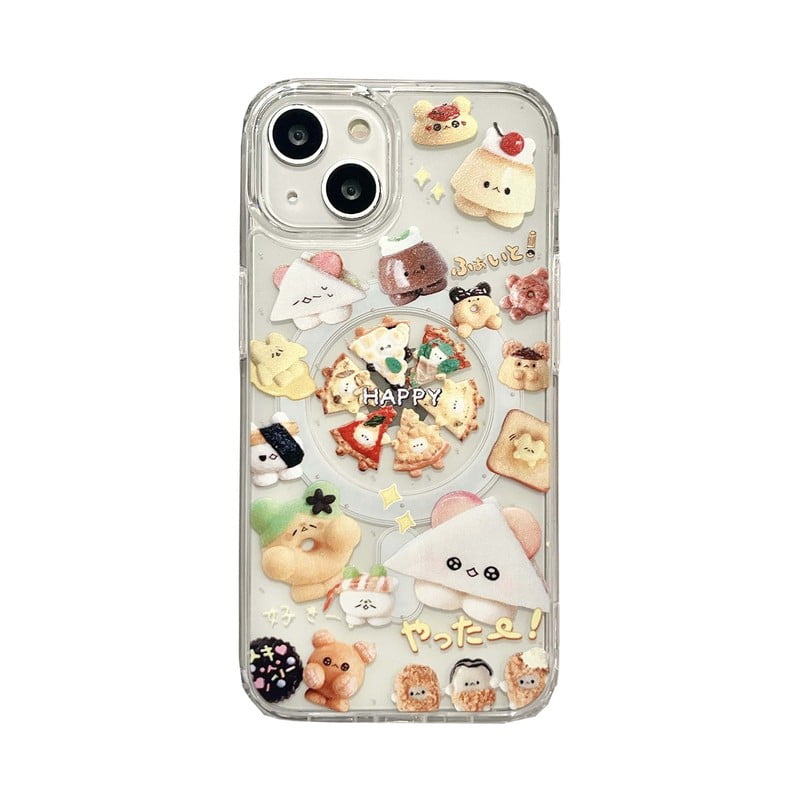 Cartoon shell ins magnetic stand holder cute food biscuit cheese phone ...
