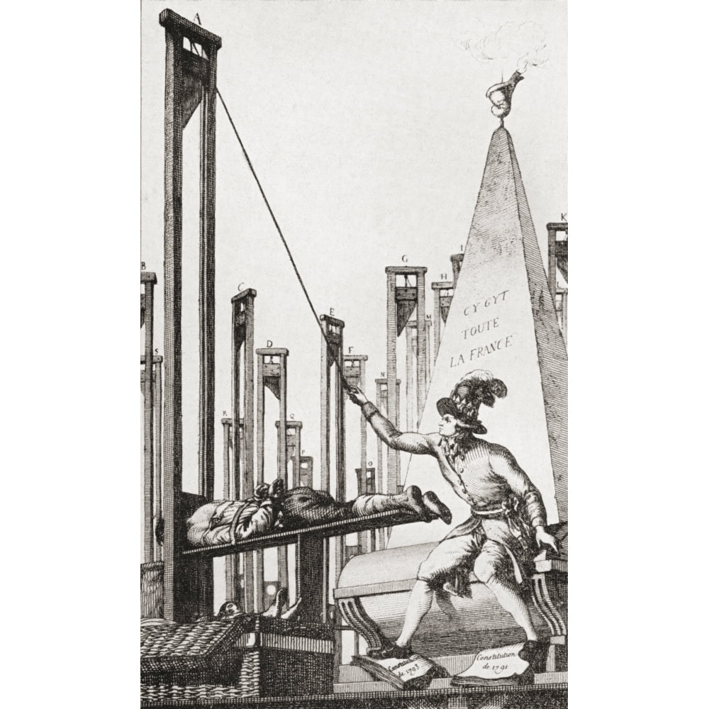 Cartoon showing Robespierre guillotining the executioner after having ...