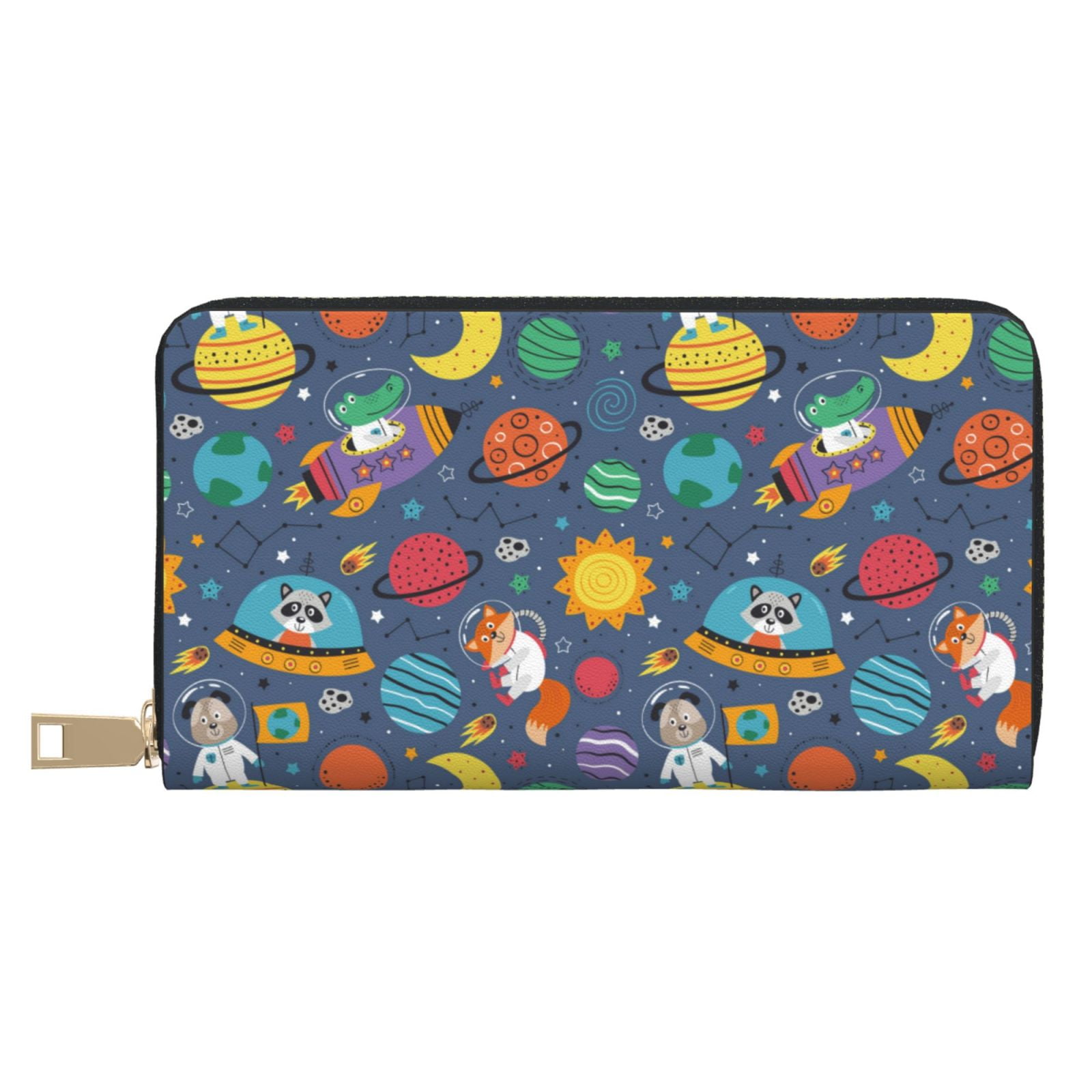 Cartoon space Wallet Women, Leather Bifold Multi Card Wallet, Women's ...