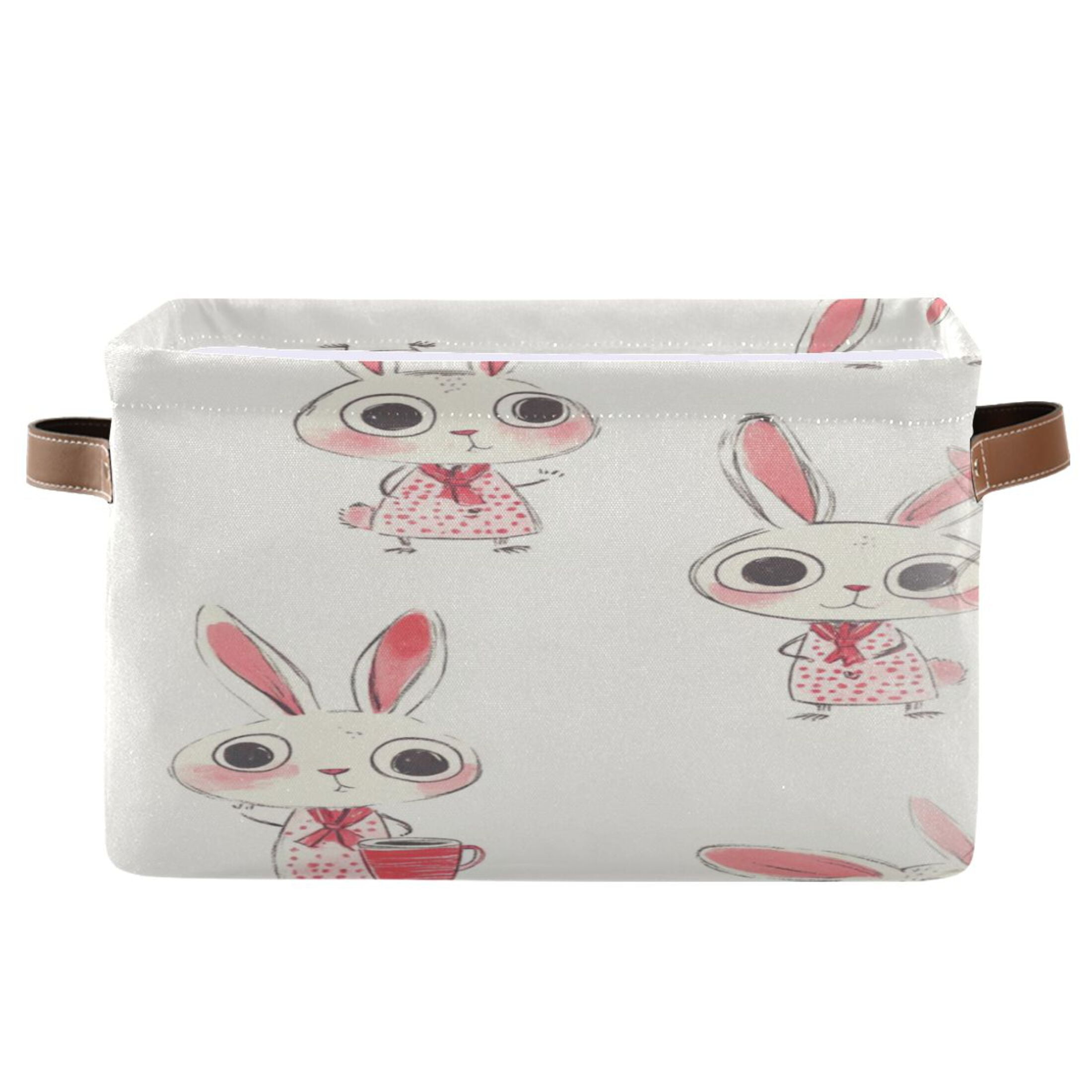 Cartoon-style Rabbits Foldable Storage Basket,Canvas Fabric Foldable ...