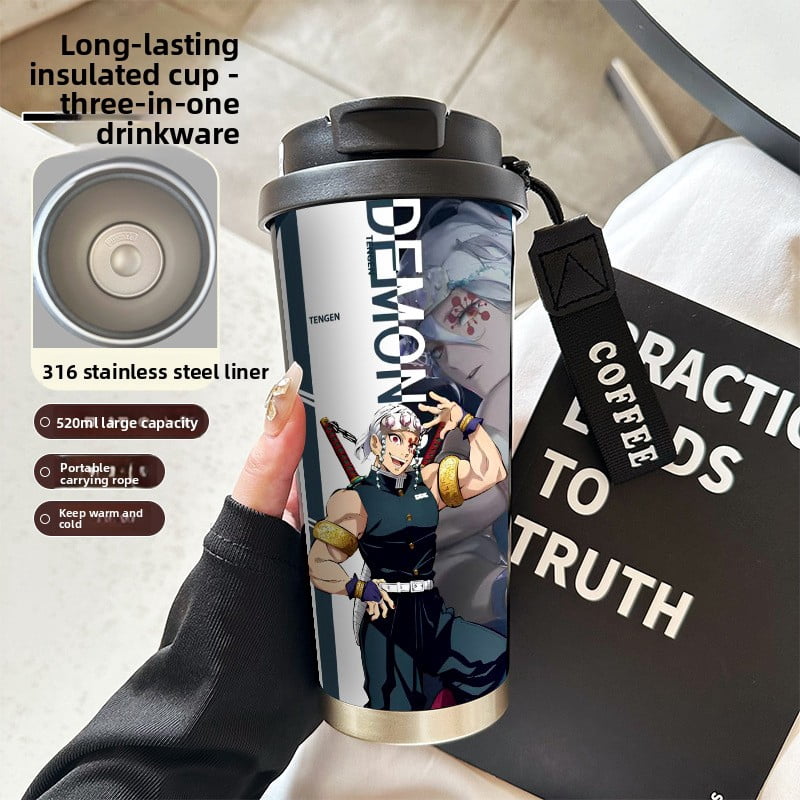 Cartoon-themed insulated water cup, Demon Slayer anime style coffee cup ...