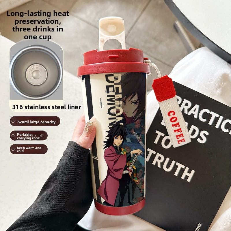 Cartoon-themed insulated water cup, Demon Slayer anime style coffee cup ...