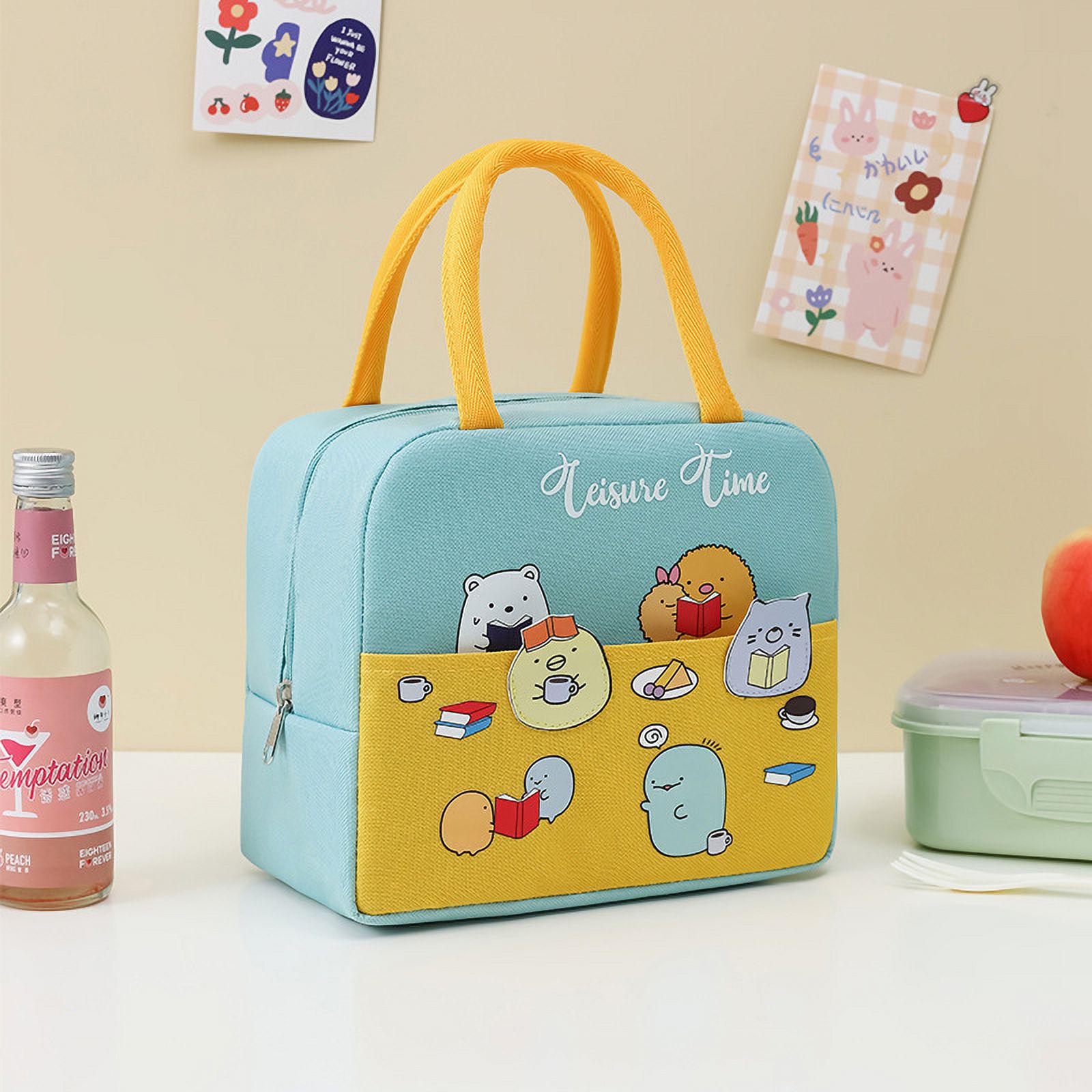 Cartoon yellow duck bento bag Lunch bag Handbag Storage thermal bag ...