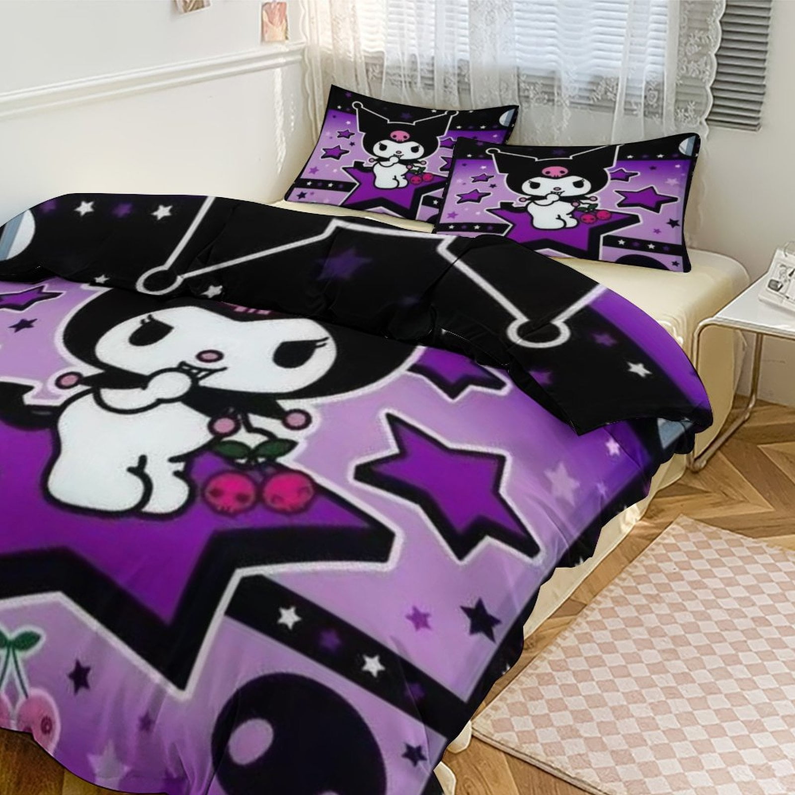 Cartoon3Pieces Kuromi Quilt Bedding Sets With1Quilt Cover + 2 ...