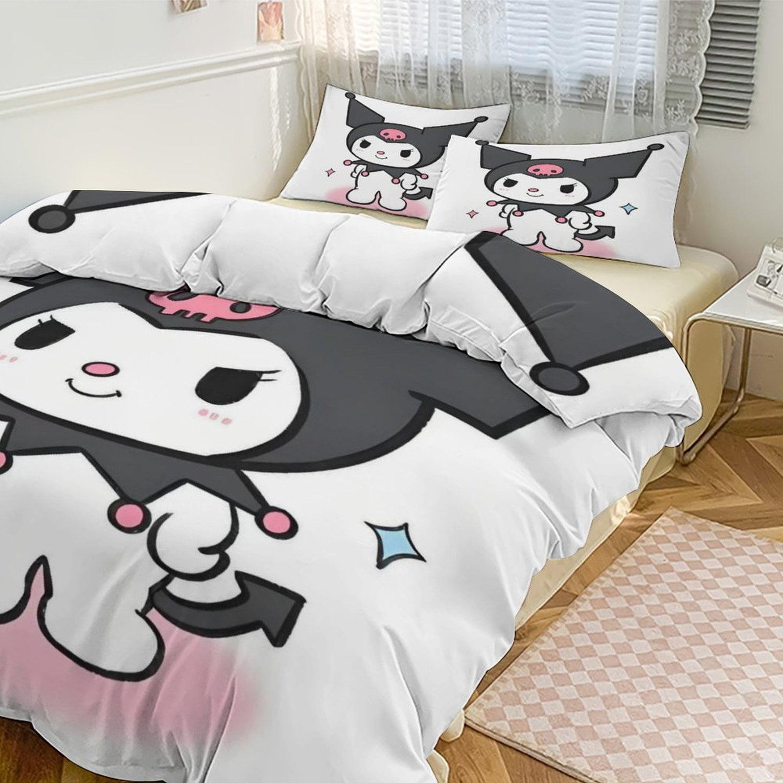 Cartoon3Pieces Kuromi Quilt Bedding Sets With1Quilt Cover + 2 ...