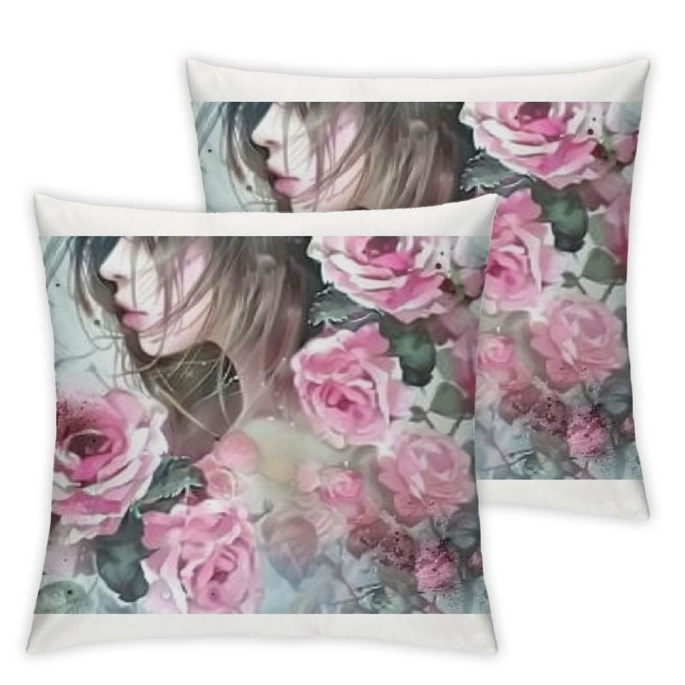 CartoonMonkey Pillow CoversPink Roses Rustic Farmhouse Style Reversible ...