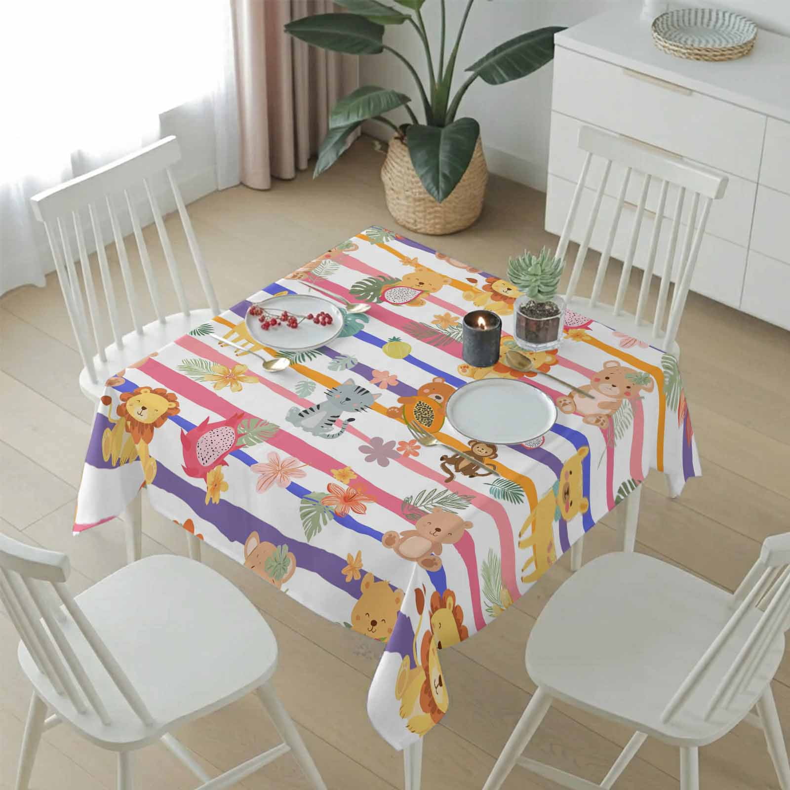 Cartoons Animals Lions Camels Table Cloth 54x54in, Waterproof Square ...