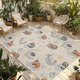 Cartoons Animals Outdoor Rug 3x5 ft Watercolor Fox Sleeping Raccoon ...