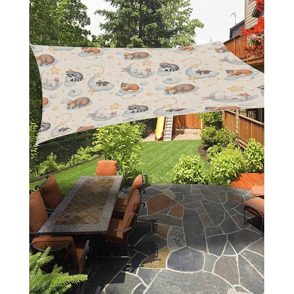Cartoons Animals Sun Shade Sail 6.5'X10' Watercolor Fox Sleeping ...