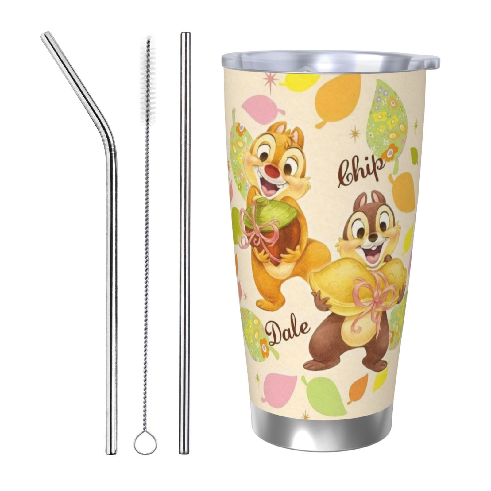 Cartoons Chip And Dale Dale Kids Water Bottle with Straw Lid,Insulated Stainless Steel Reusable ...