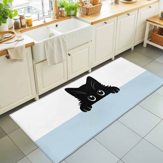 Cartoons Cute Black Cats Rectangle Rug 2'x6' Modern Animals Scissors ...