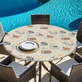 Cartoons Cute Rabbits Raccoons Foxes Round Fitted Tablecloth with ...