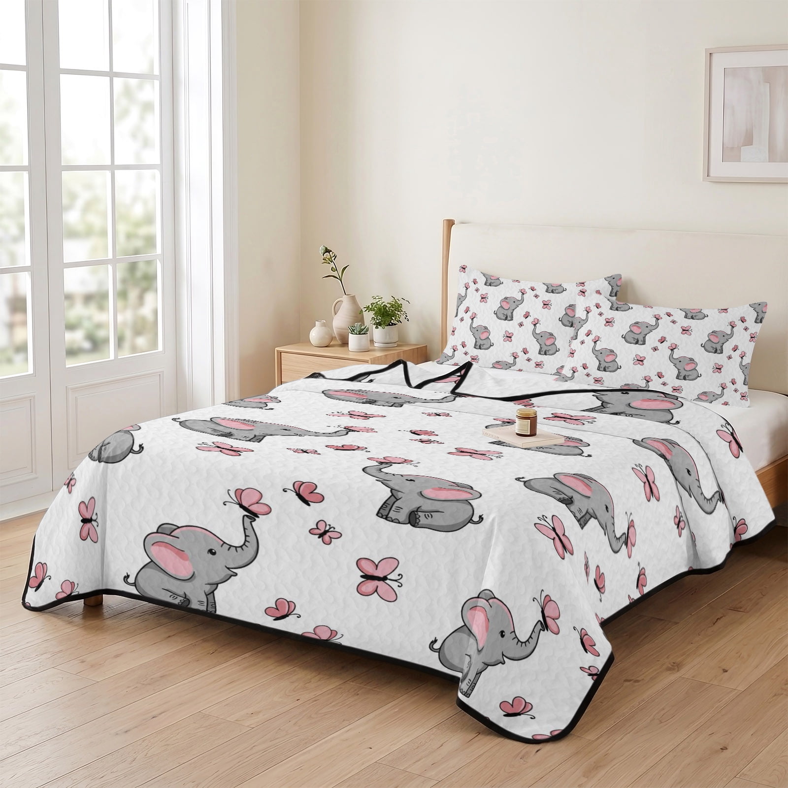 Cartoons Little Elephants 3 Pieces Quilt Set,1 Quilt with 2 Shams ...