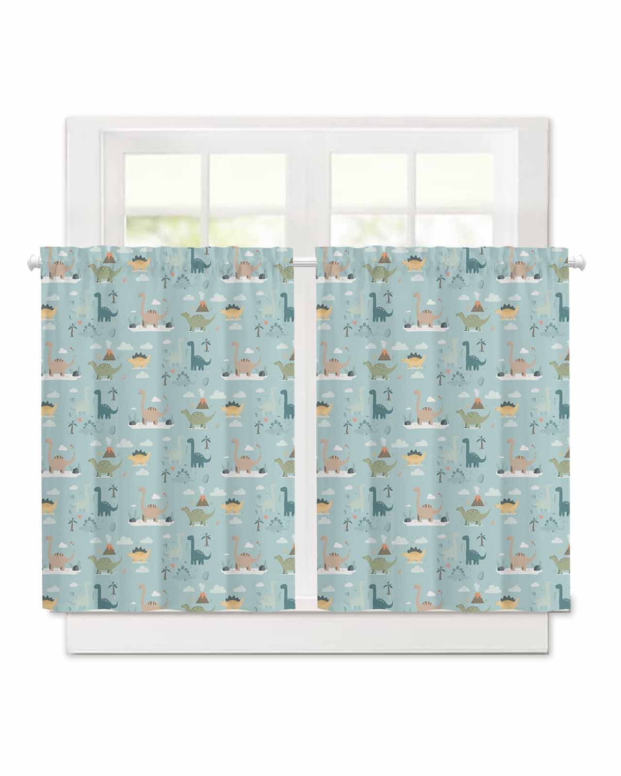 Cartoons Lovely Animal Pattern Dinosaurs Short Blackout Curtains 36 ...