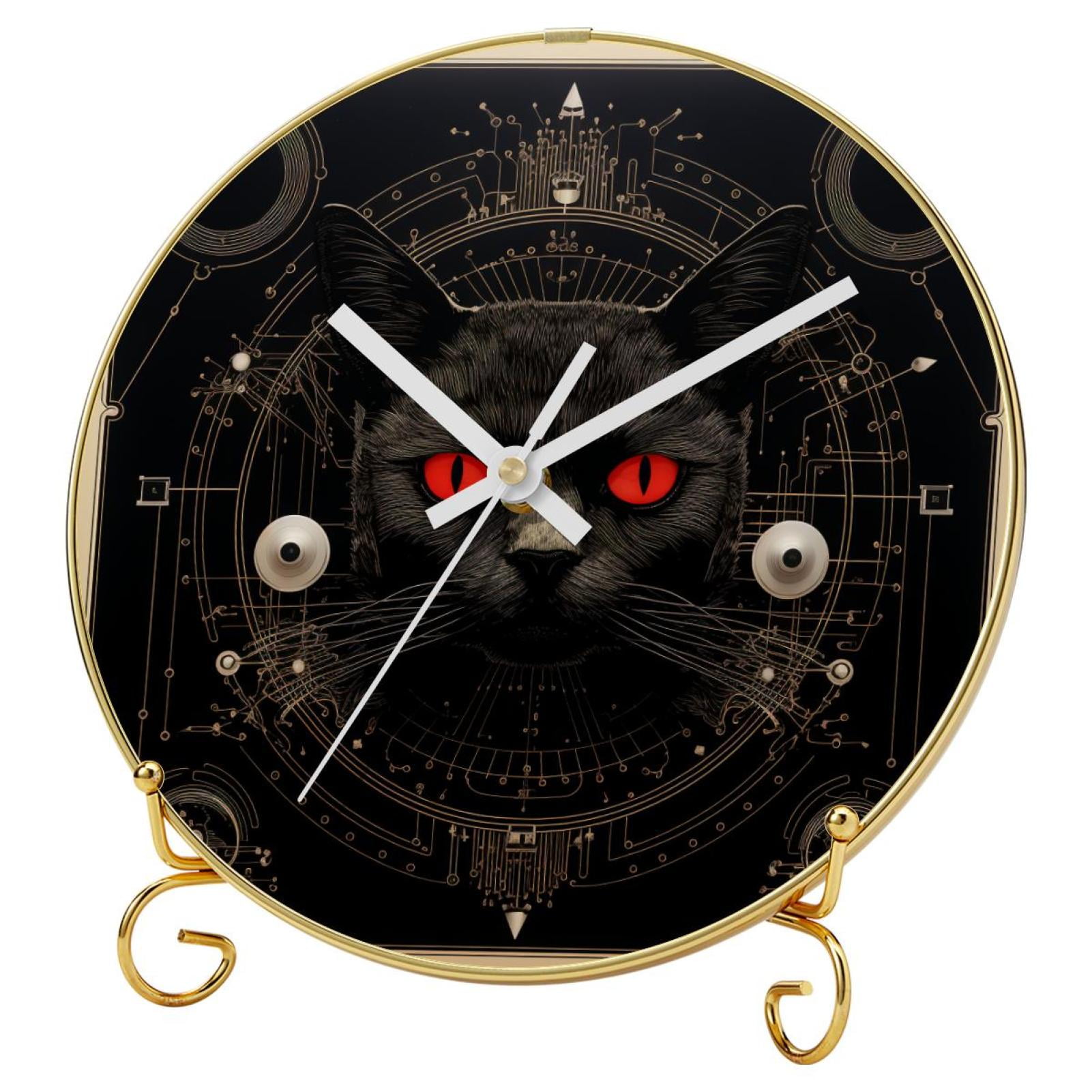 Cartoons Modern Round Wall Clocks with Printed Design, Hooks, and Gold ...
