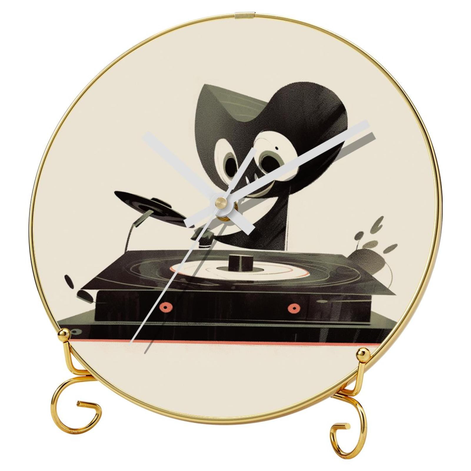 Cartoons Round Printed Wall Clock with Hooks and Gold Stand - Silent ...