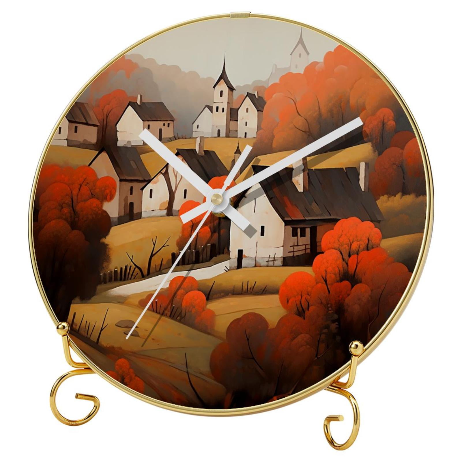 Cartoons Round Printed Wall Clock with Hooks and Gold Stand, Silent Non ...