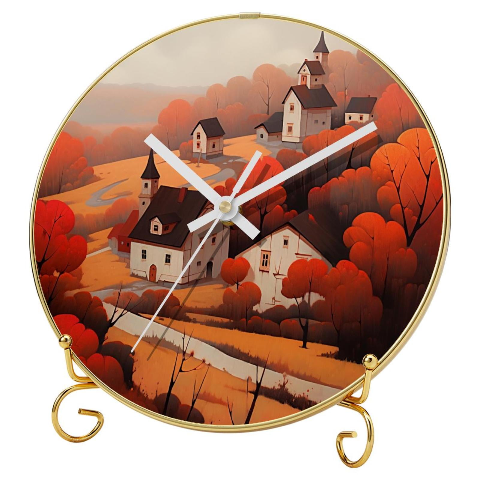 Cartoons Round Printed Wall Clocks with Hooks and Gold Stand, Silent ...