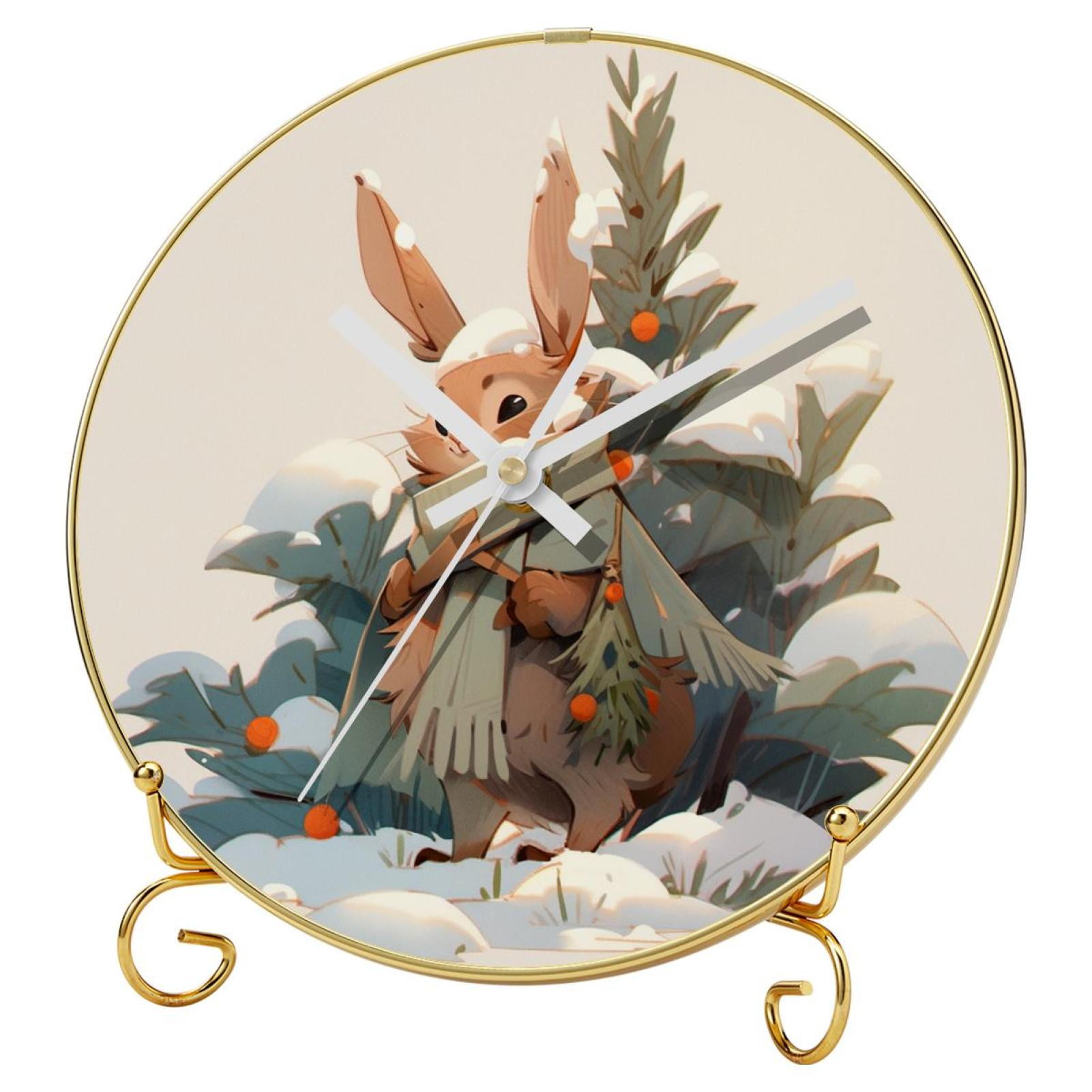 Cartoons Round Printed Wall Clocks with Hooks and Gold Stand - Silent ...