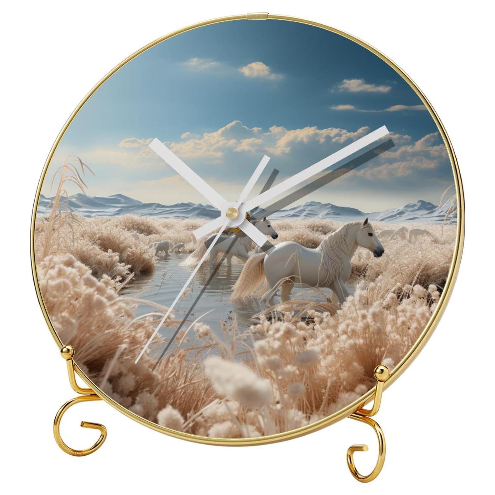 Cartoons Stylish Round Wall Clock with Printed Design, Hooks, and Gold ...