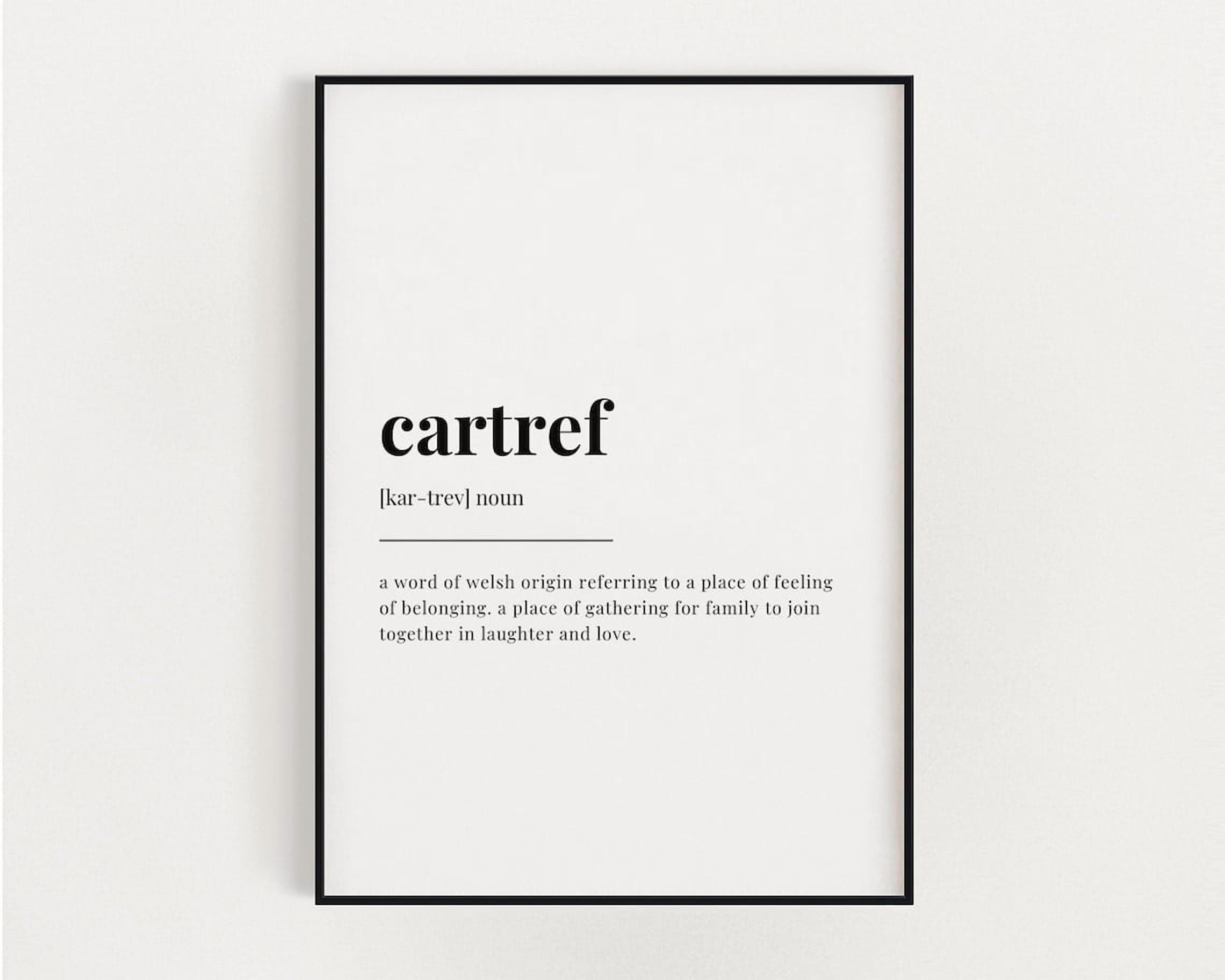 Cartref Definition Print, Wall Art Print, Quote Wall Art, Typography ...