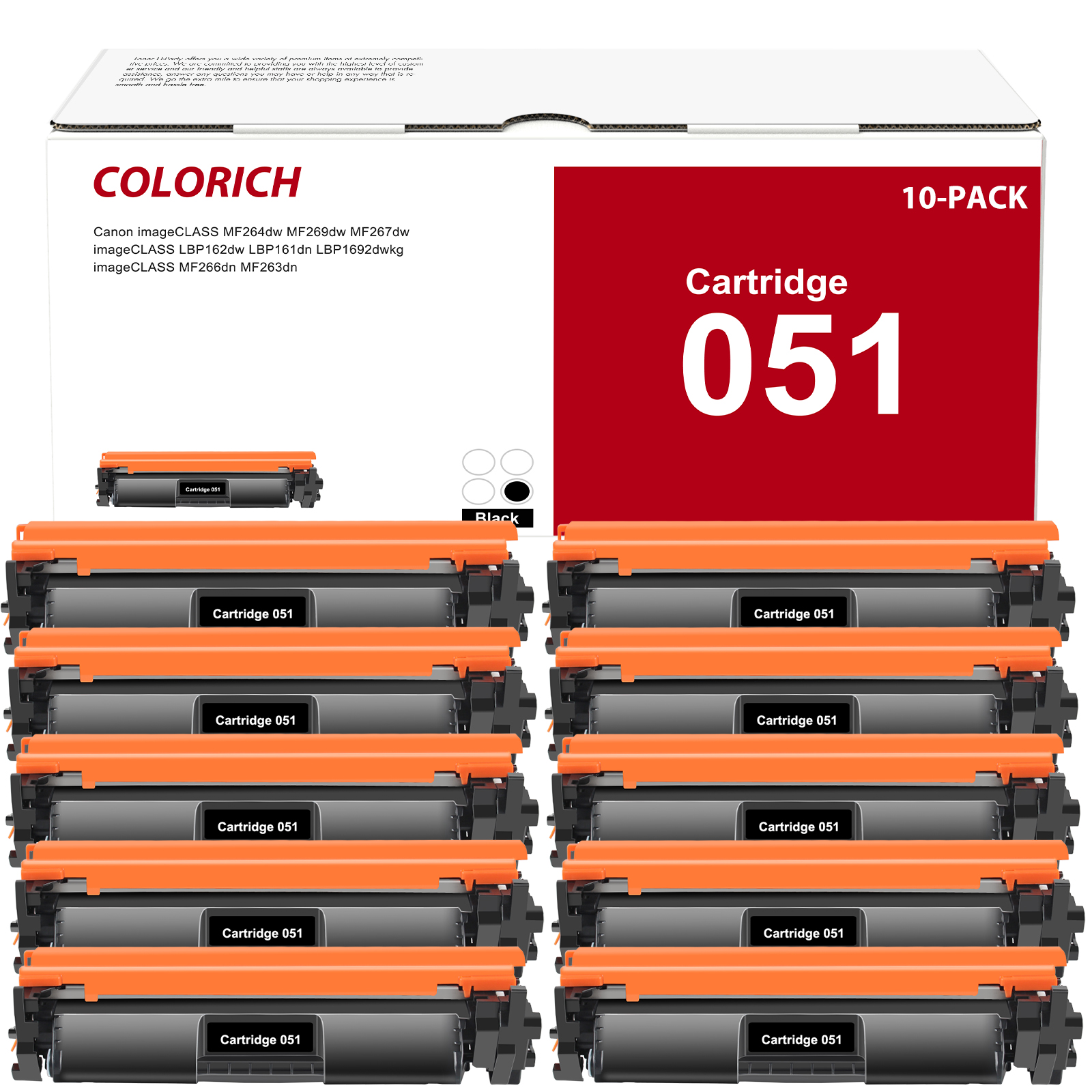 Toner H-Party 10-Pack 051 051H Black Toner Cartridge for Canon ...