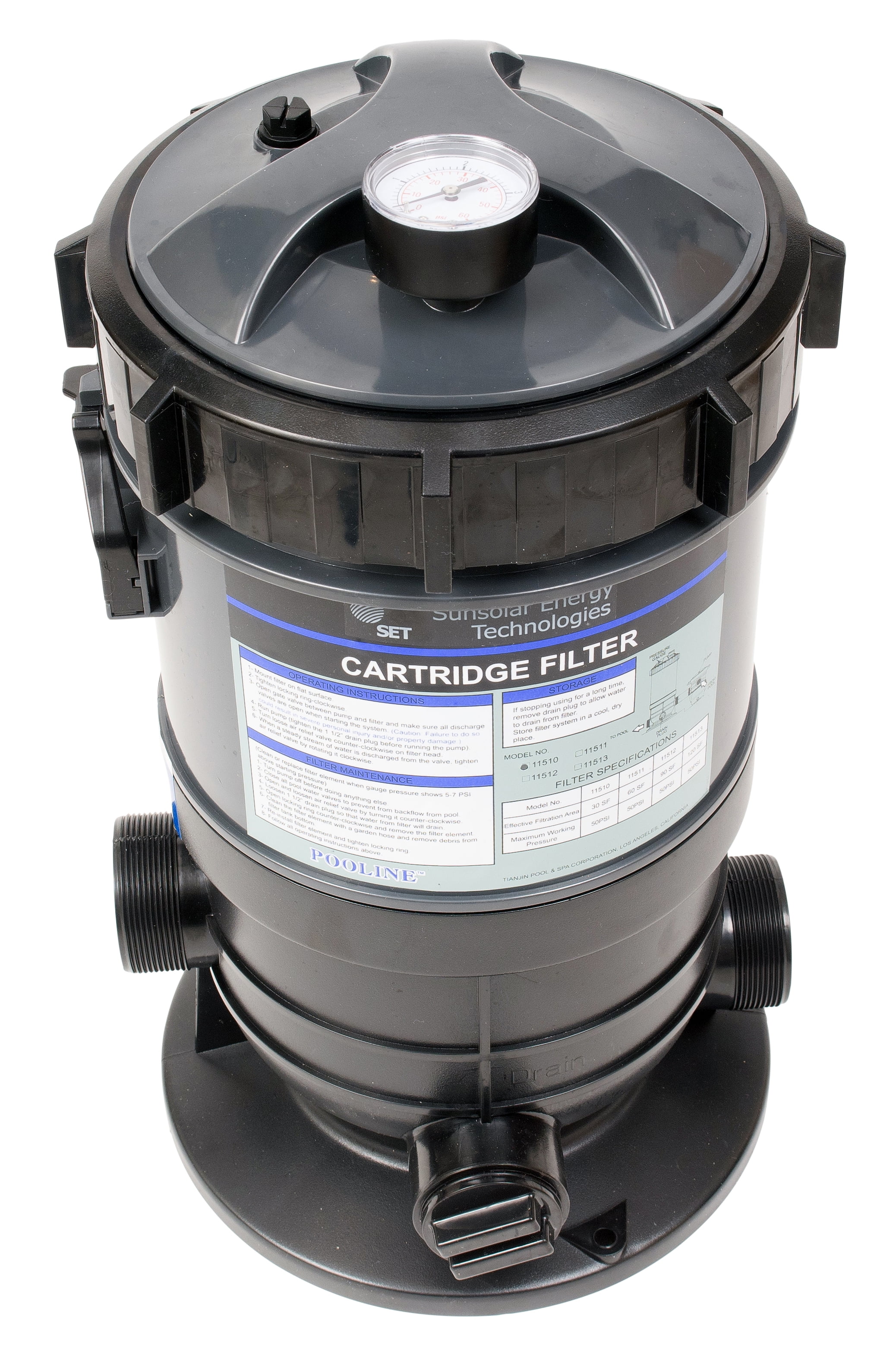 Cartridge Filter System with Pressure Gauge for Swimming Pools 30SF ...