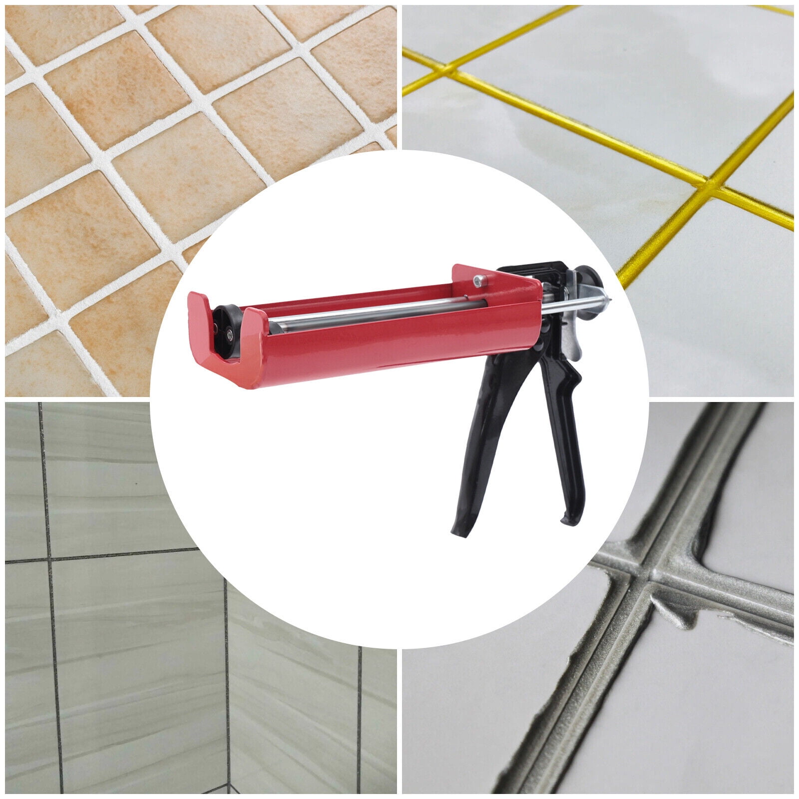 Cartridge Gun with Comfort Grip, 12" Dual Component Caulking Gun, 400 ML Stainless Steel Manual ...