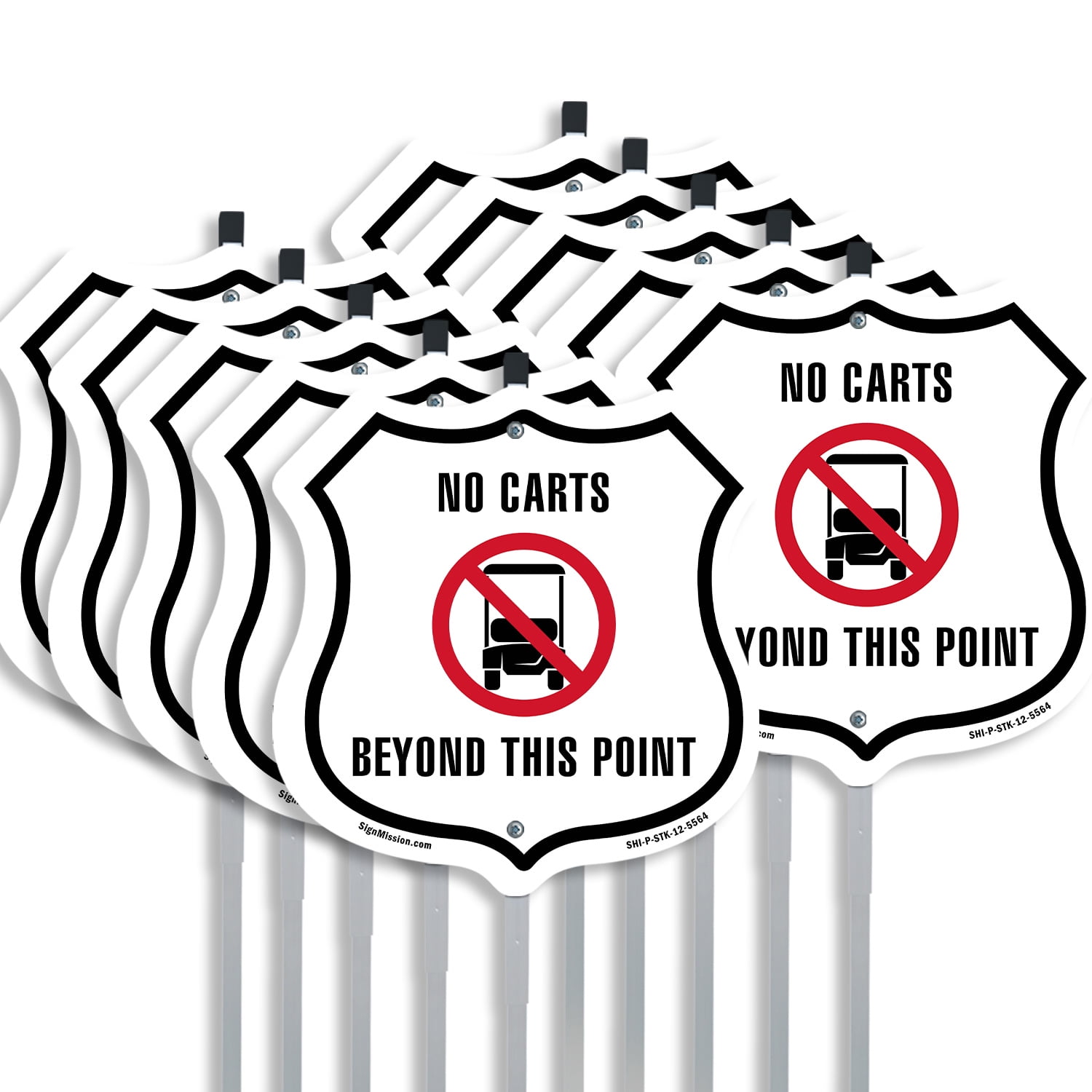 No Carts Beyond This Point (10 Pack) 12 inch X 12 inch Shield Shaped ...