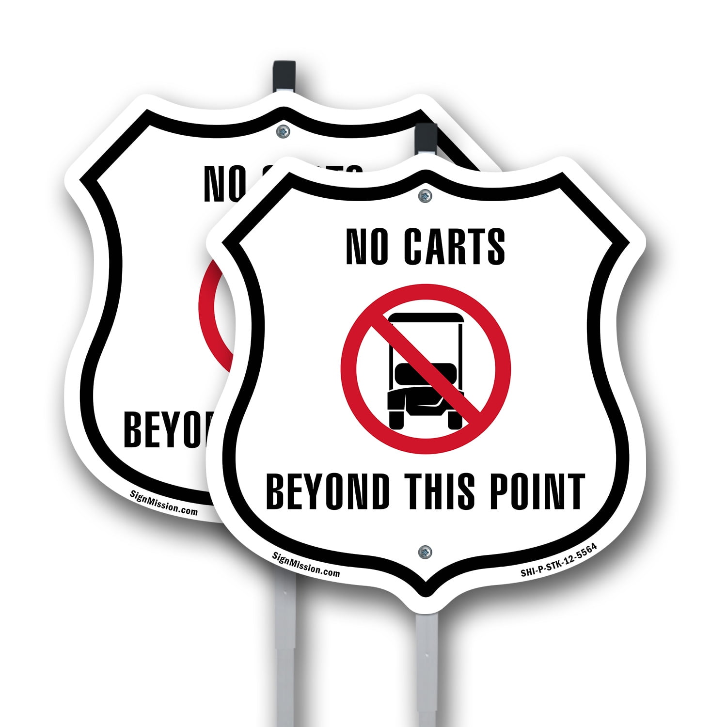 No Carts Beyond This Point (2 Pack) 12 inch X 12 inch Shield Shaped ...