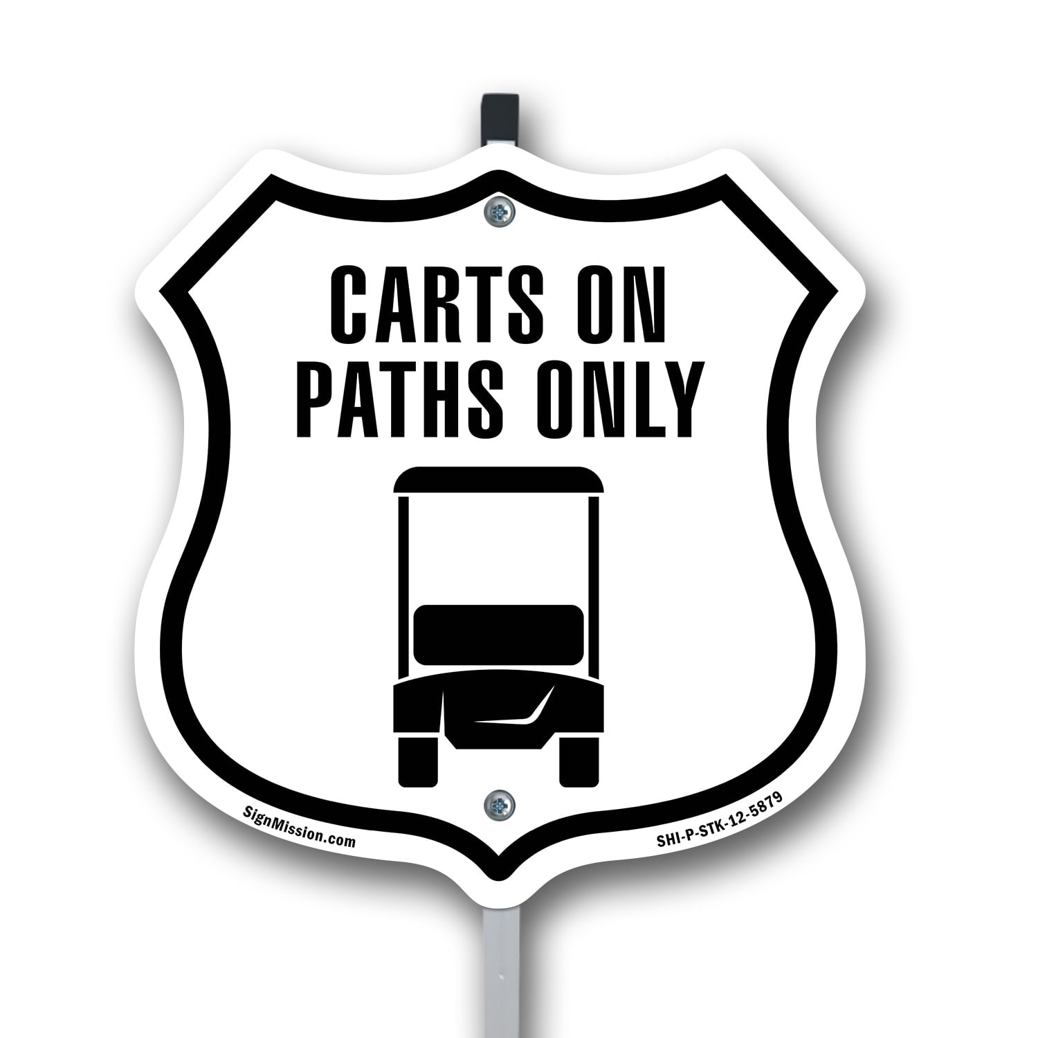 Carts On Paths Only 12 inch X 12 inch Shield Shaped Commercial Grade ...